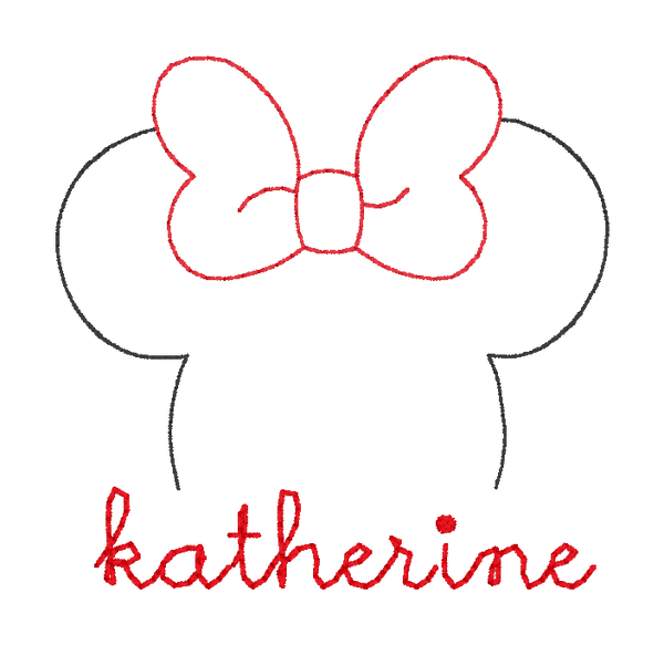 Minnie Outline + Name – SaddleStitches